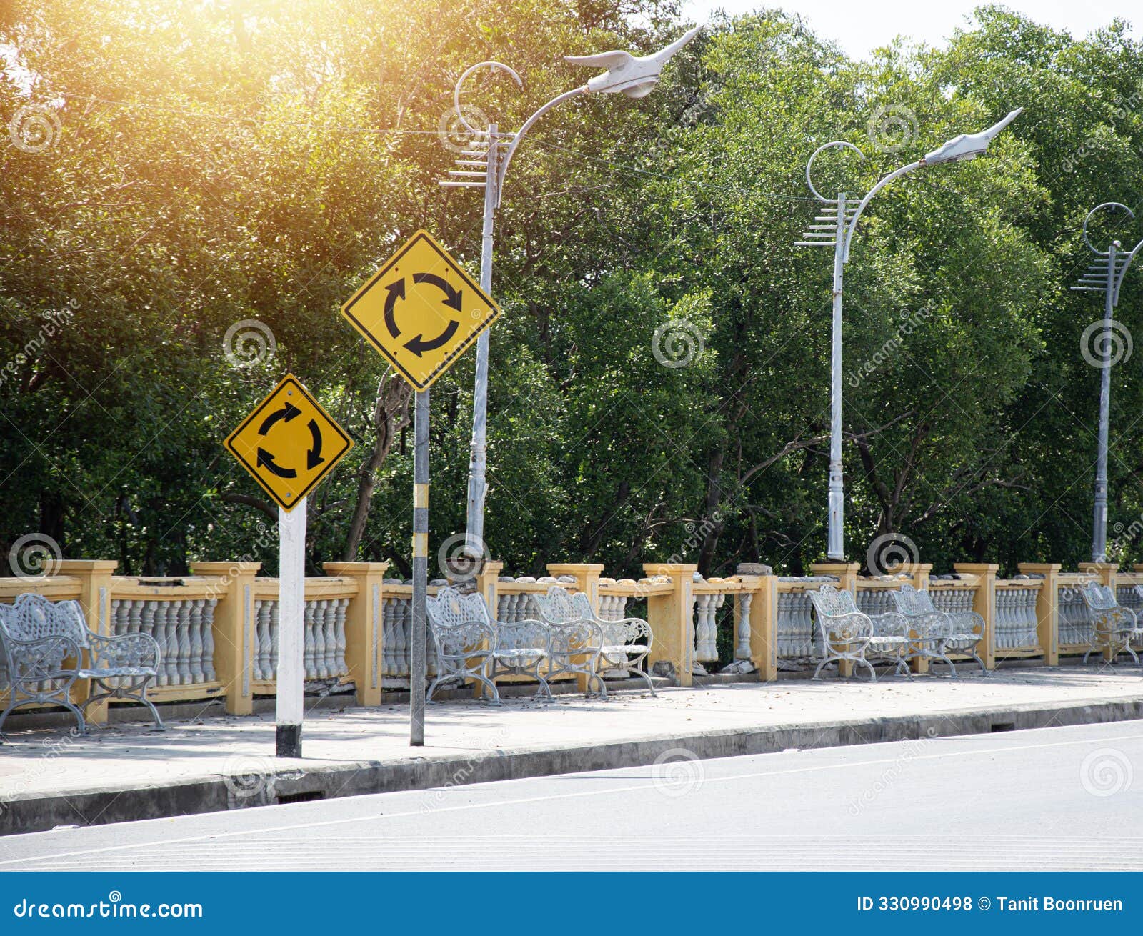 Roundabout Ahead Sign Stock Image | CartoonDealer.com #187276771