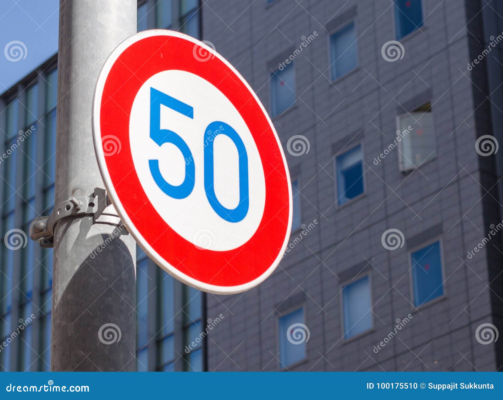 The Traffic Sign: Speed Limit 50 Stock Photo - Image of country, modern ...