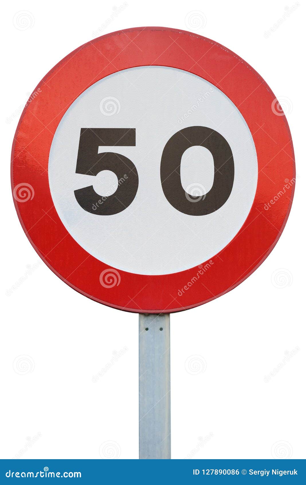 Traffic Sign Speed Limit 50 Isolated on a White Background Stock Photo ...
