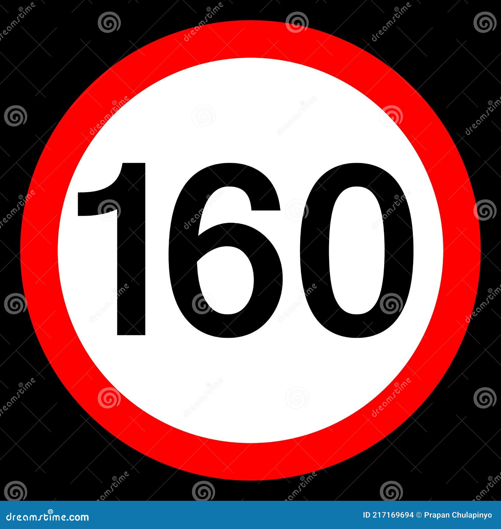 Traffic Sign, 160 Speed Limit Stock Vector - Illustration of circle ...
