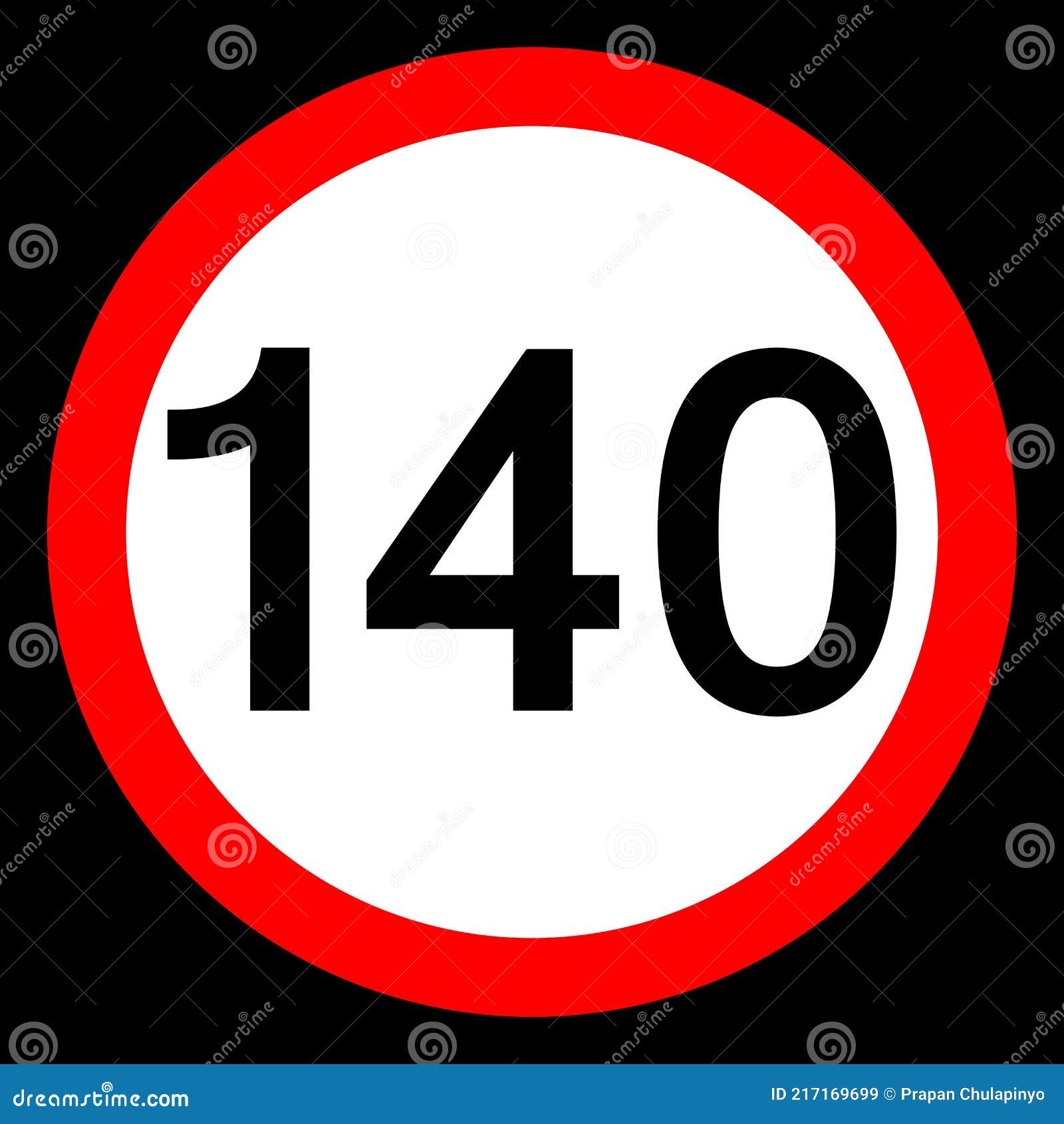 Traffic Sign, 140 Speed Limit Stock Vector - Illustration of forbidden ...