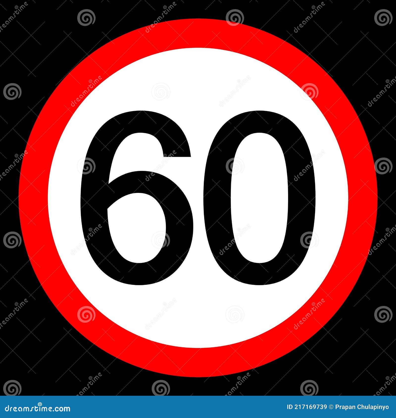 Traffic Sign, 60 Speed Limit Stock Vector - Illustration of forbidden ...