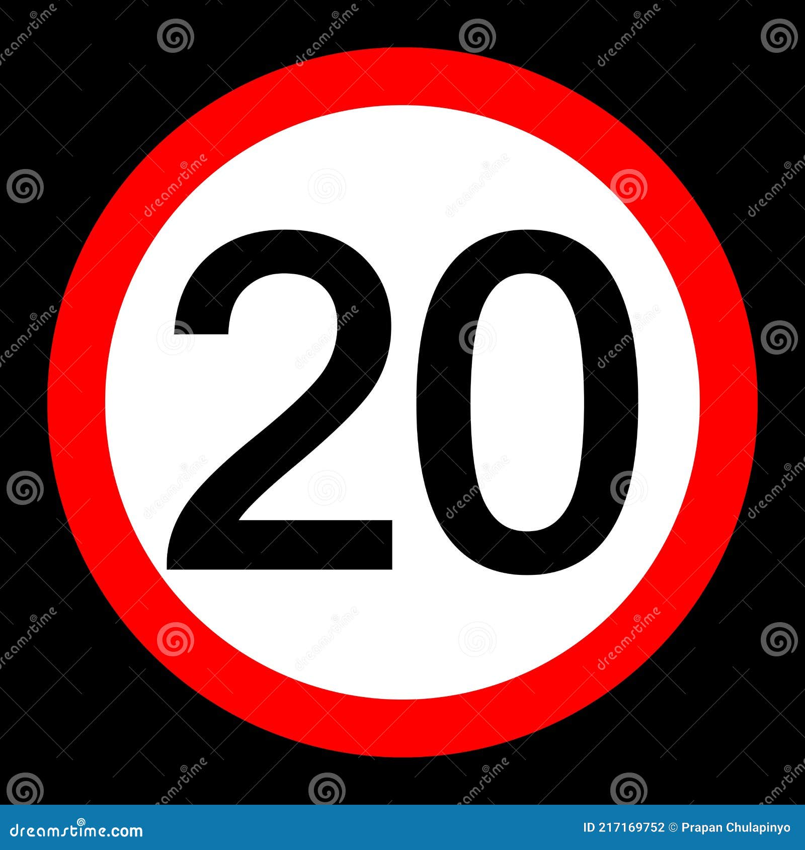 Traffic Sign, 20 Speed Limit Stock Vector - Illustration of prohibited ...