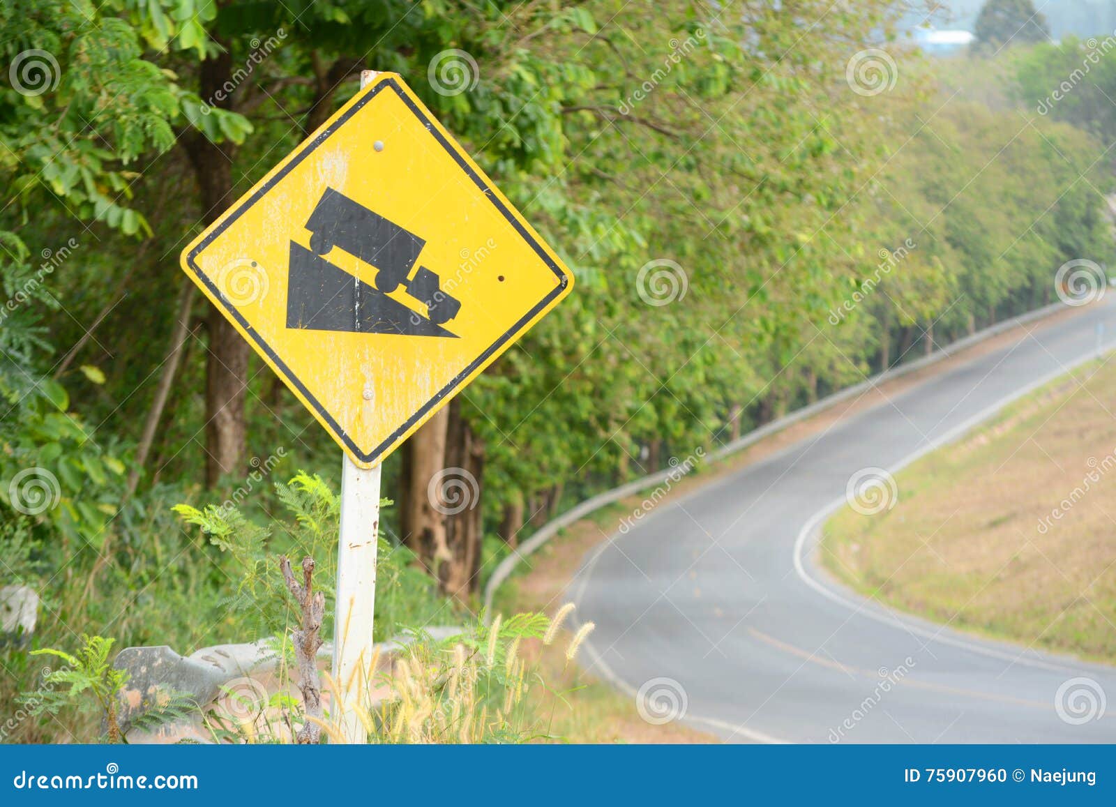 Traffic sign stock photo. Image of roadsign, slope, highway - 75907960