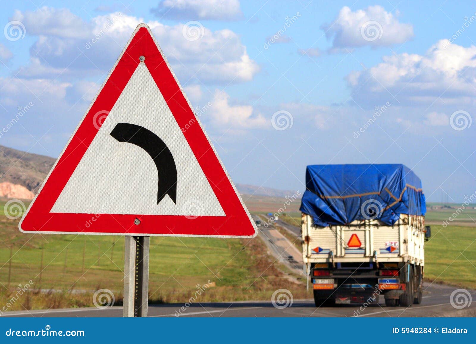 Traffic sign and truck stock photo. Image of highway, sign - 5948284