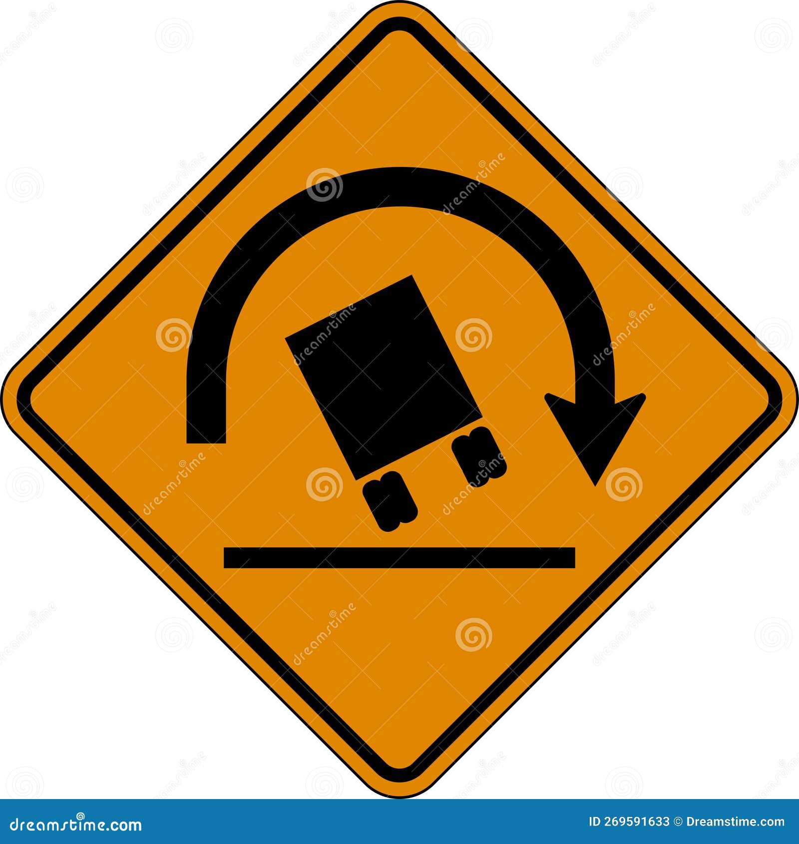 Traffic Sign, Truck Rollover Warning Sign Stock Illustration ...