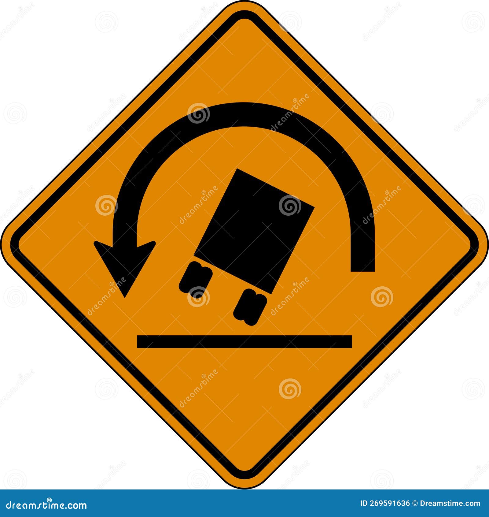 Traffic Sign, Truck Rollover Warning Sign Stock Vector - Illustration ...
