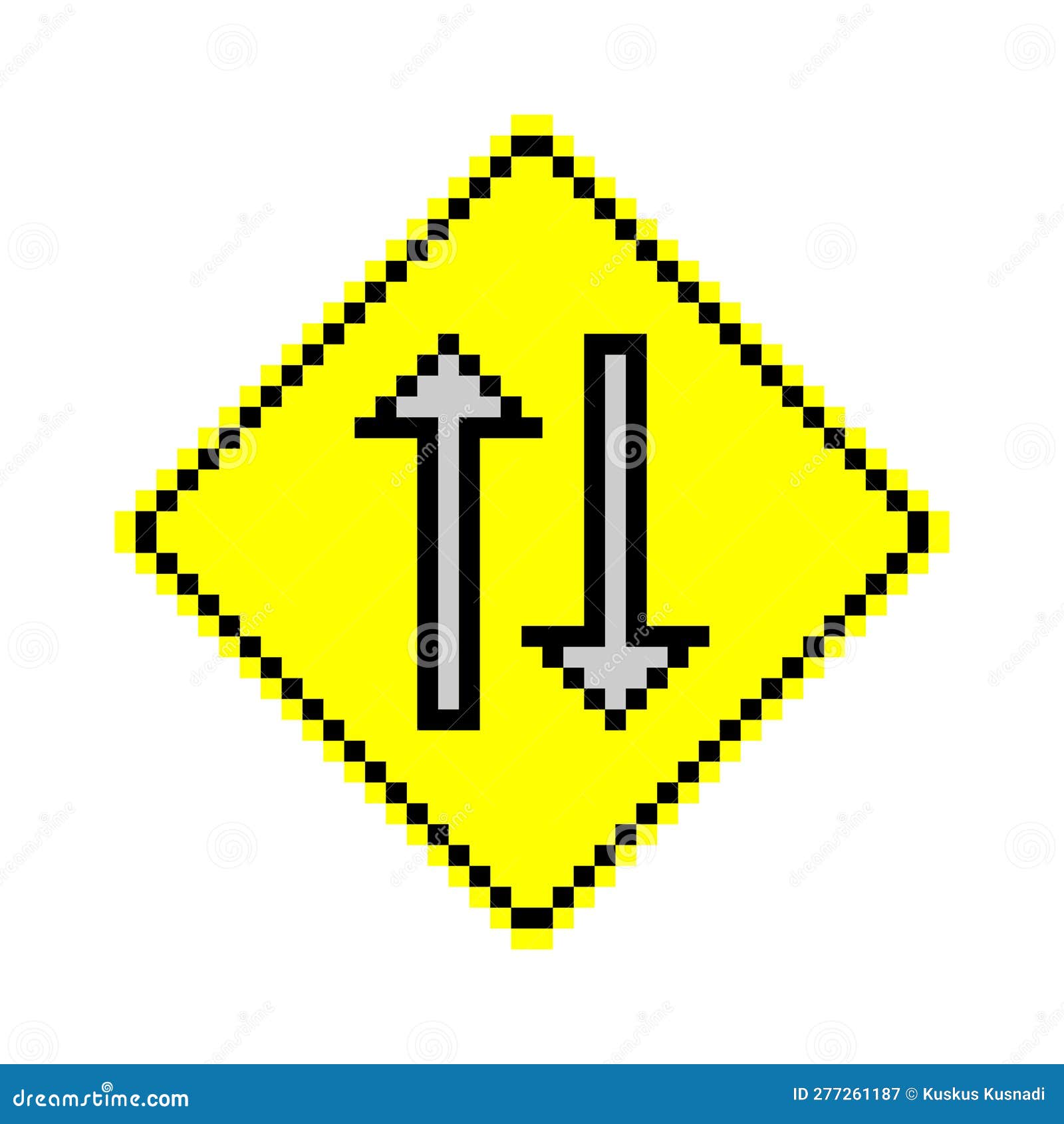 Traffic Sign Two Way in Pixel Art Stock Vector - Illustration of arrow ...