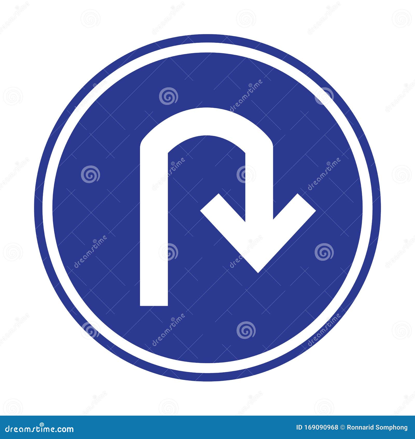 Traffic sign . U Turn blue stock illustration. Illustration of danger ...