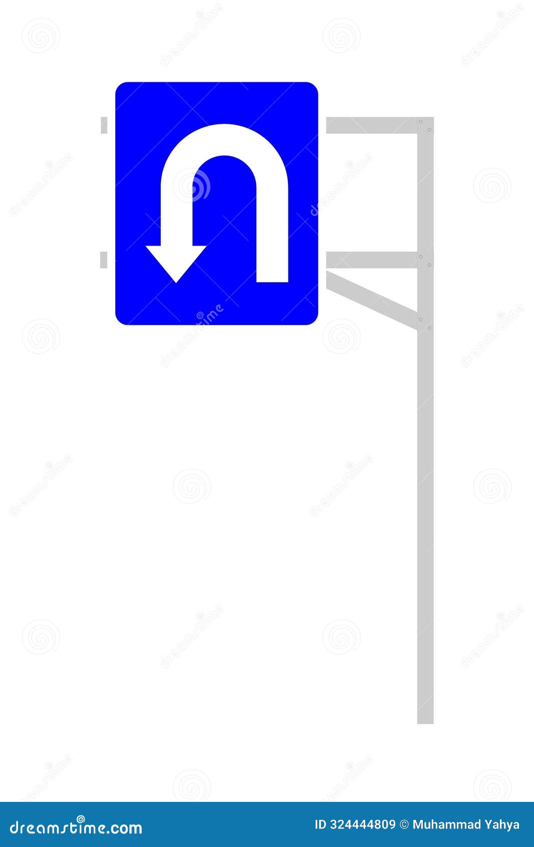 Traffic sign at U turn stock illustration. Illustration of road - 324444809