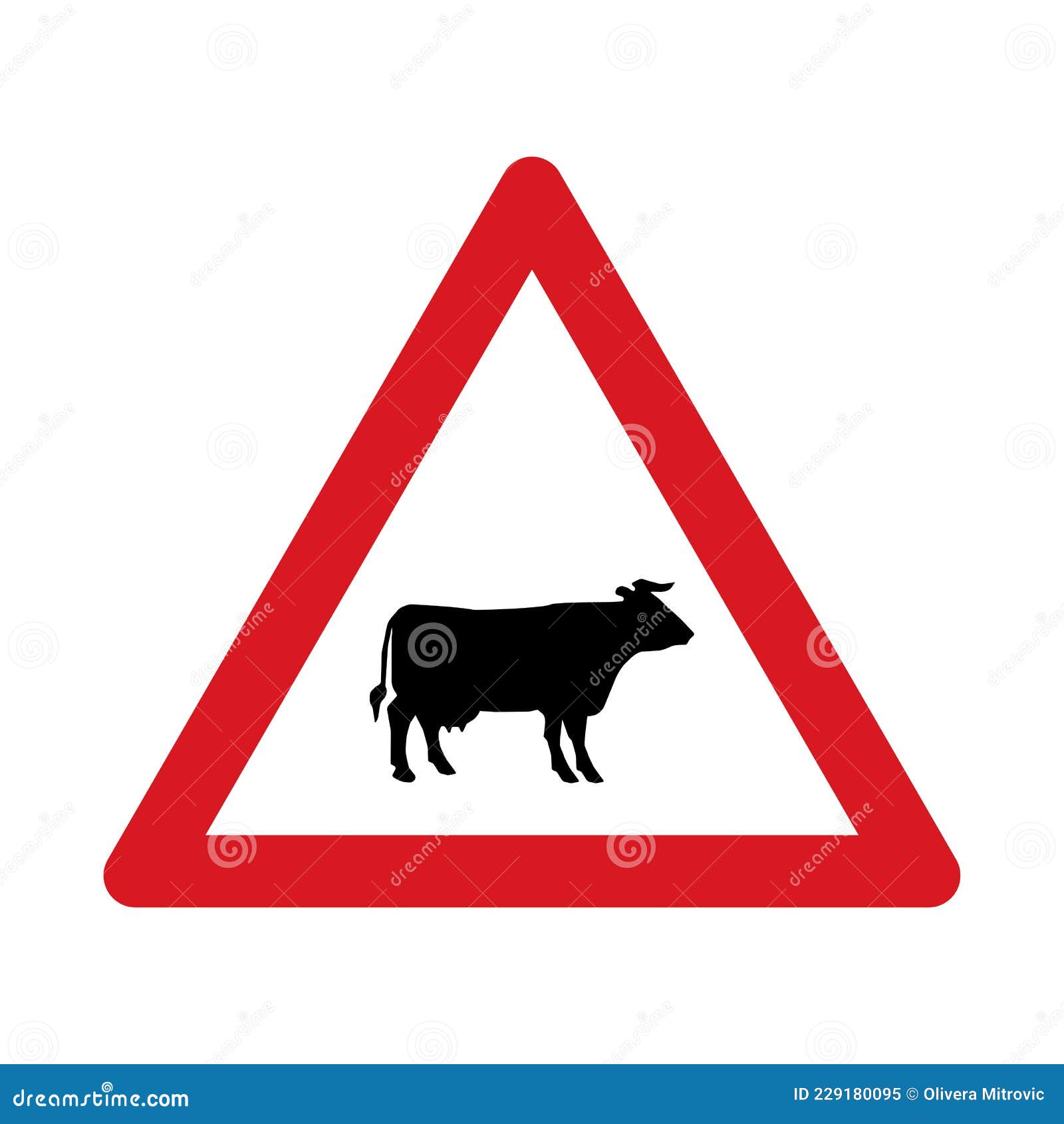 Traffic Sign Warning for Cattle on the Road Stock Vector - Illustration ...