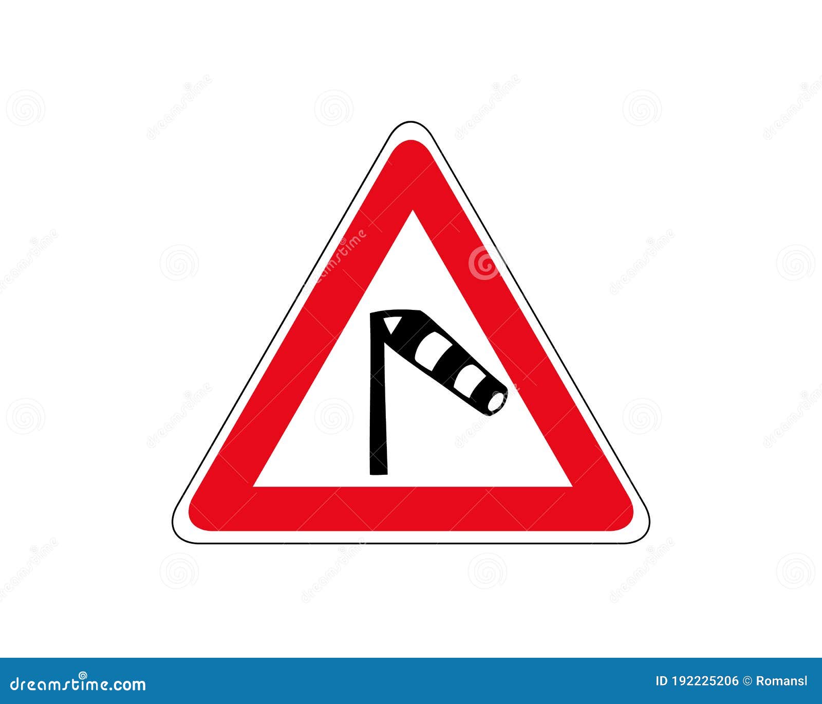 Traffic Sign Warning about Crosswind from the Left Icon. Windsock ...