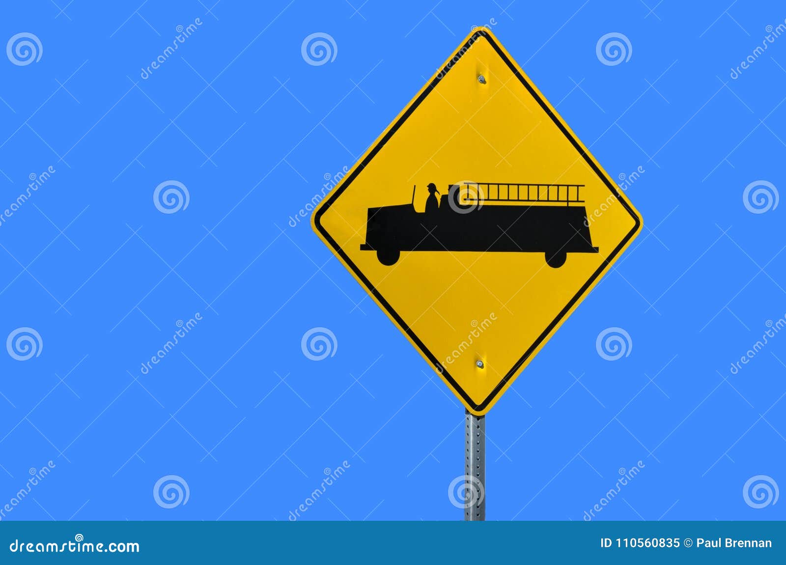 Fire engine warning sign stock image. Image of automobile - 110560835