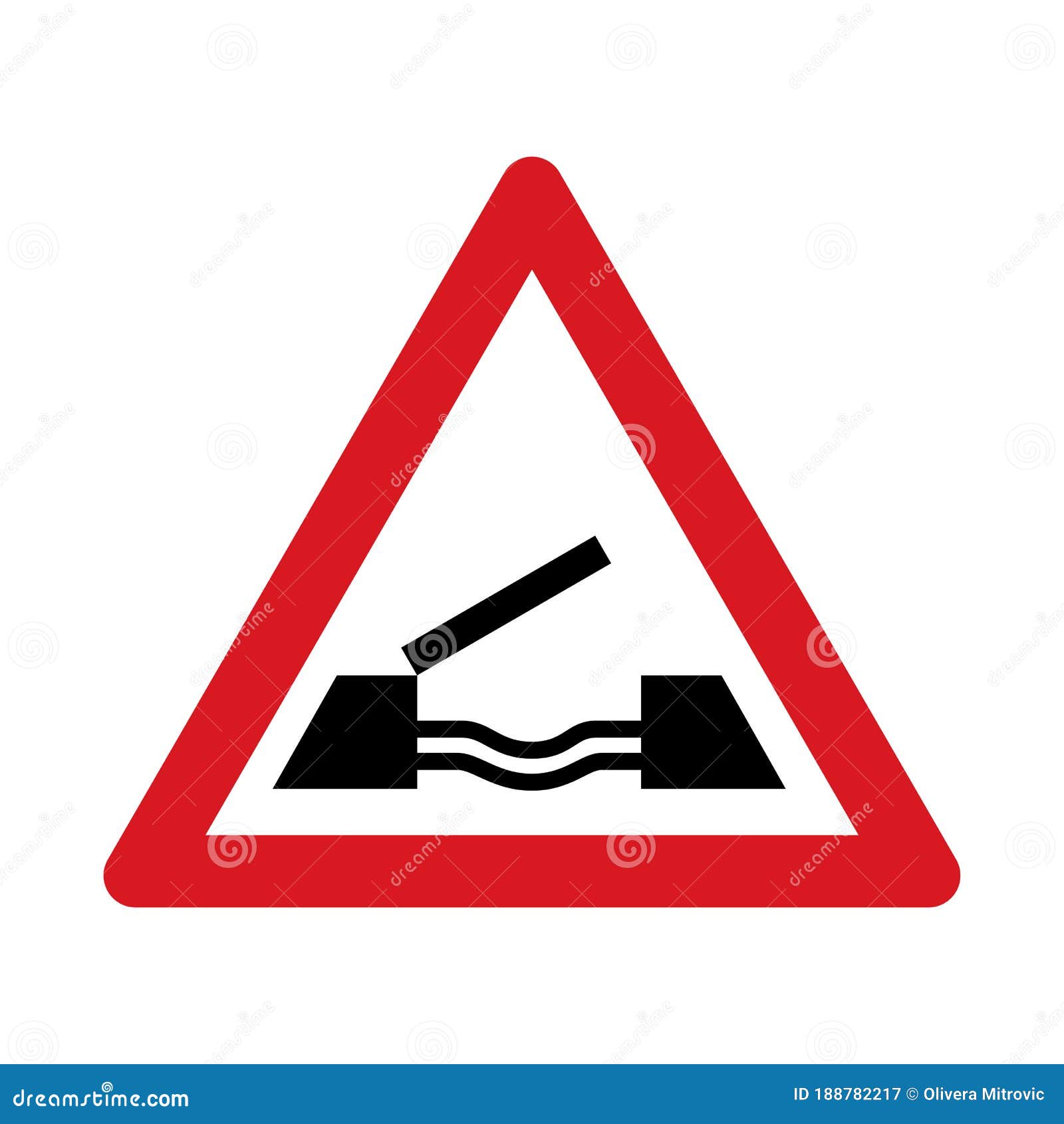 Traffic Sign Warning For A Movable Bridge Cartoon Vector ...