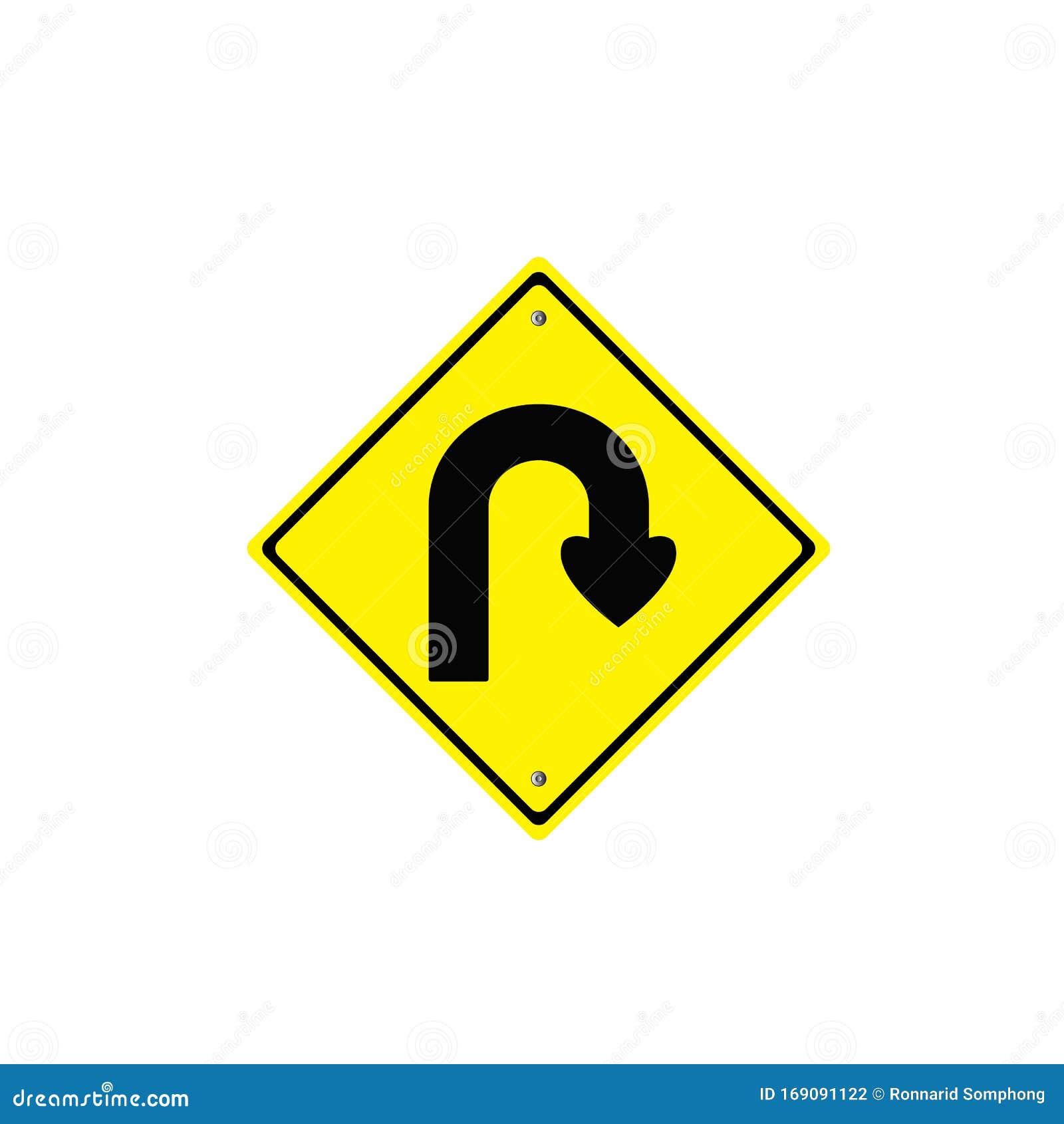 Traffic Sign . U Turn Yellow Stock Illustration - Illustration of ...
