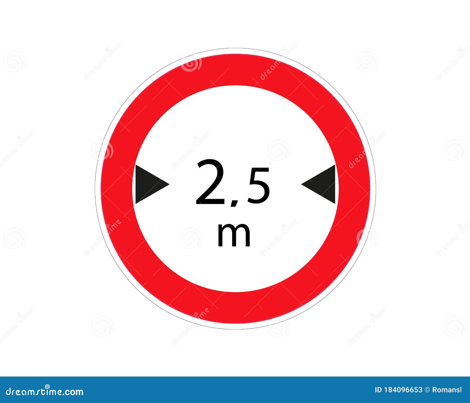 Traffic Sign. Width Limit 2.5 Metre. Vector Illustration. Red Circle ...