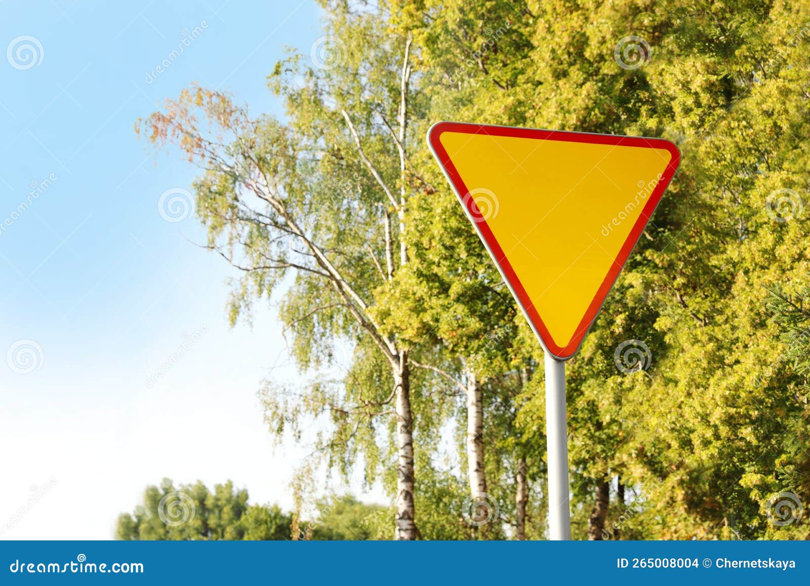 Traffic Sign Yield Outdoors on Sunny Day, Space for Text Stock Photo ...