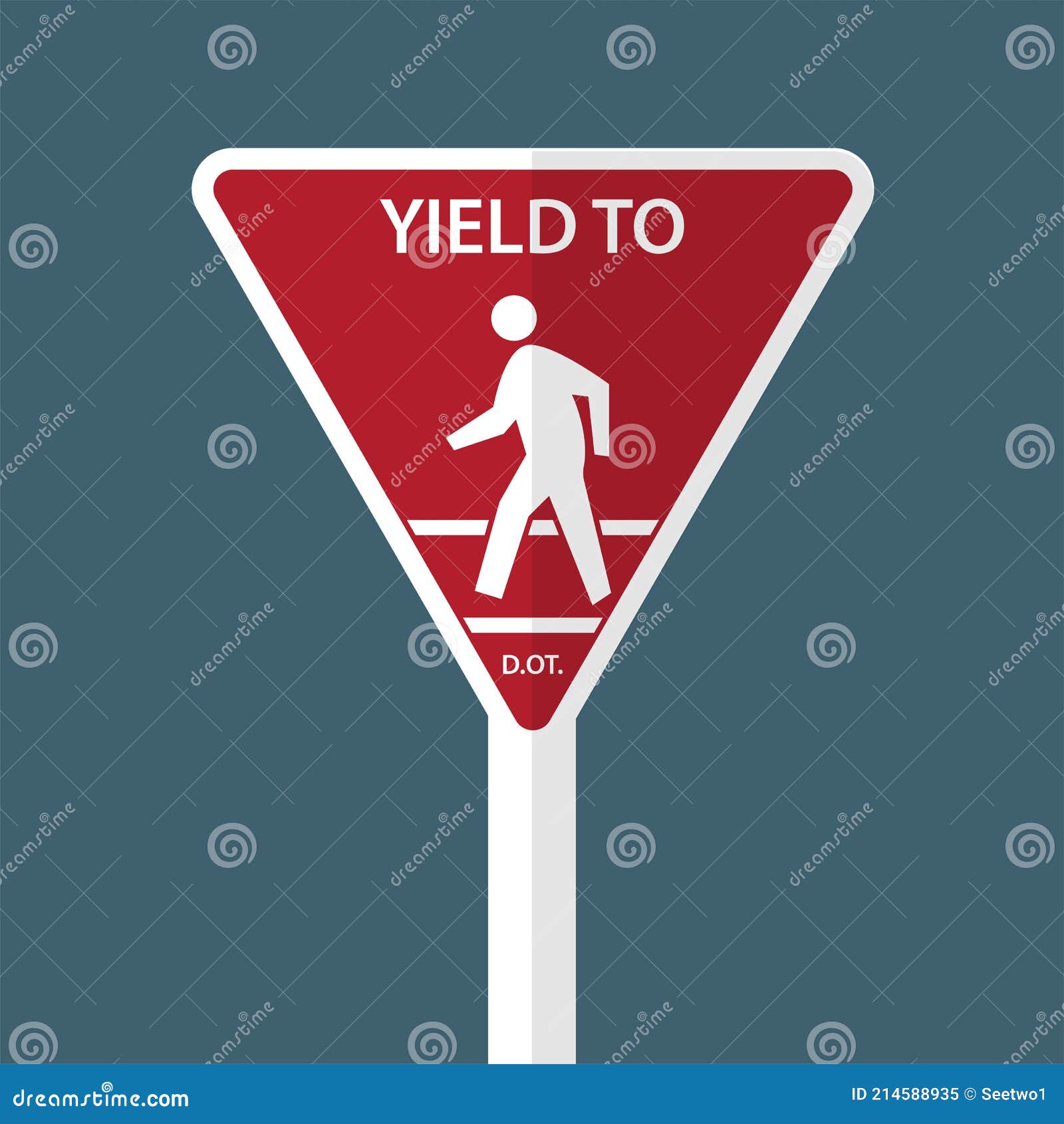 Traffic Sign Yield To Pedestrians Stock Vector - Illustration of black ...