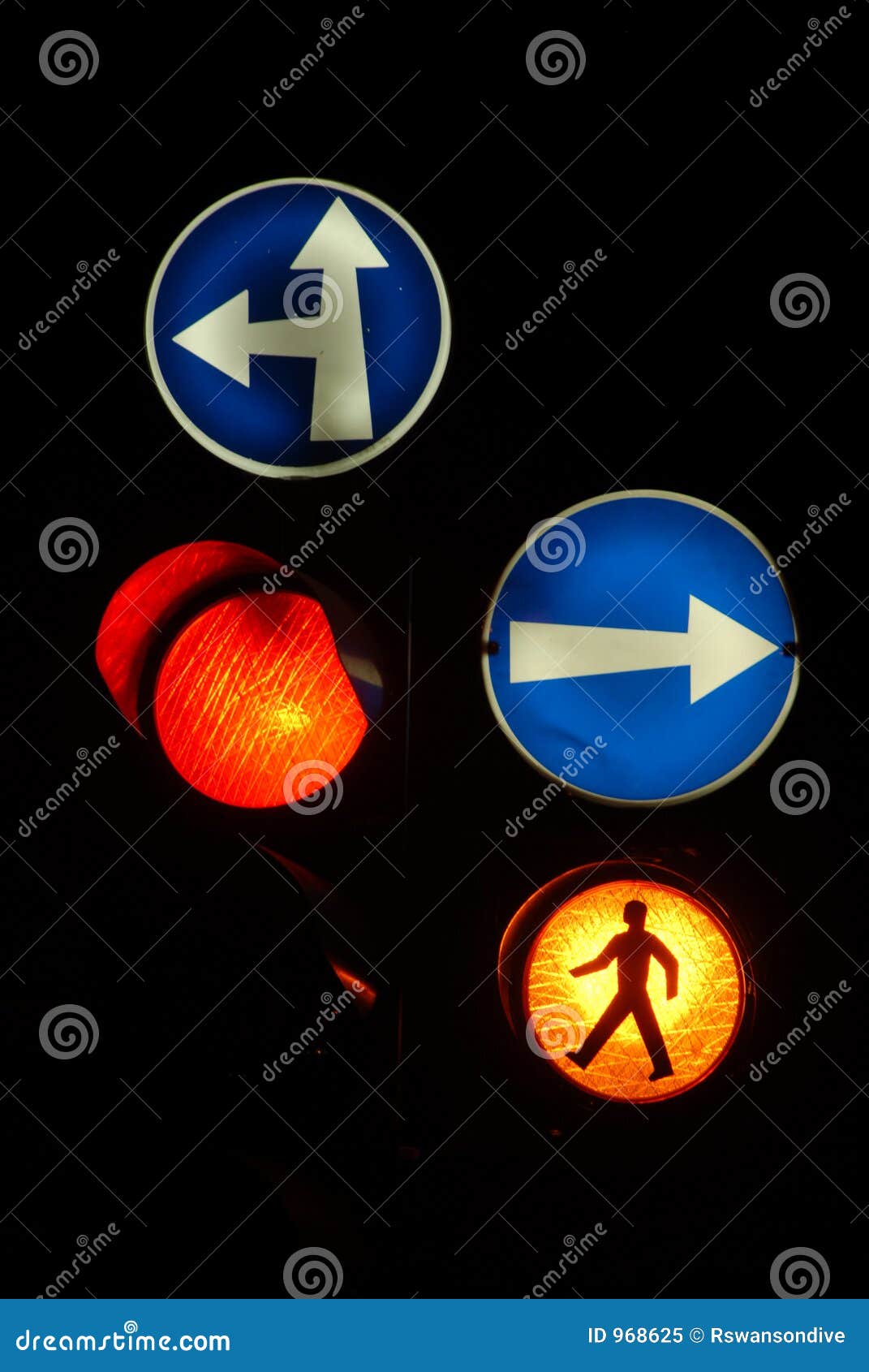 Traffic Signal Light With Red Color Of Cross Sign On Blue Sky And White ...