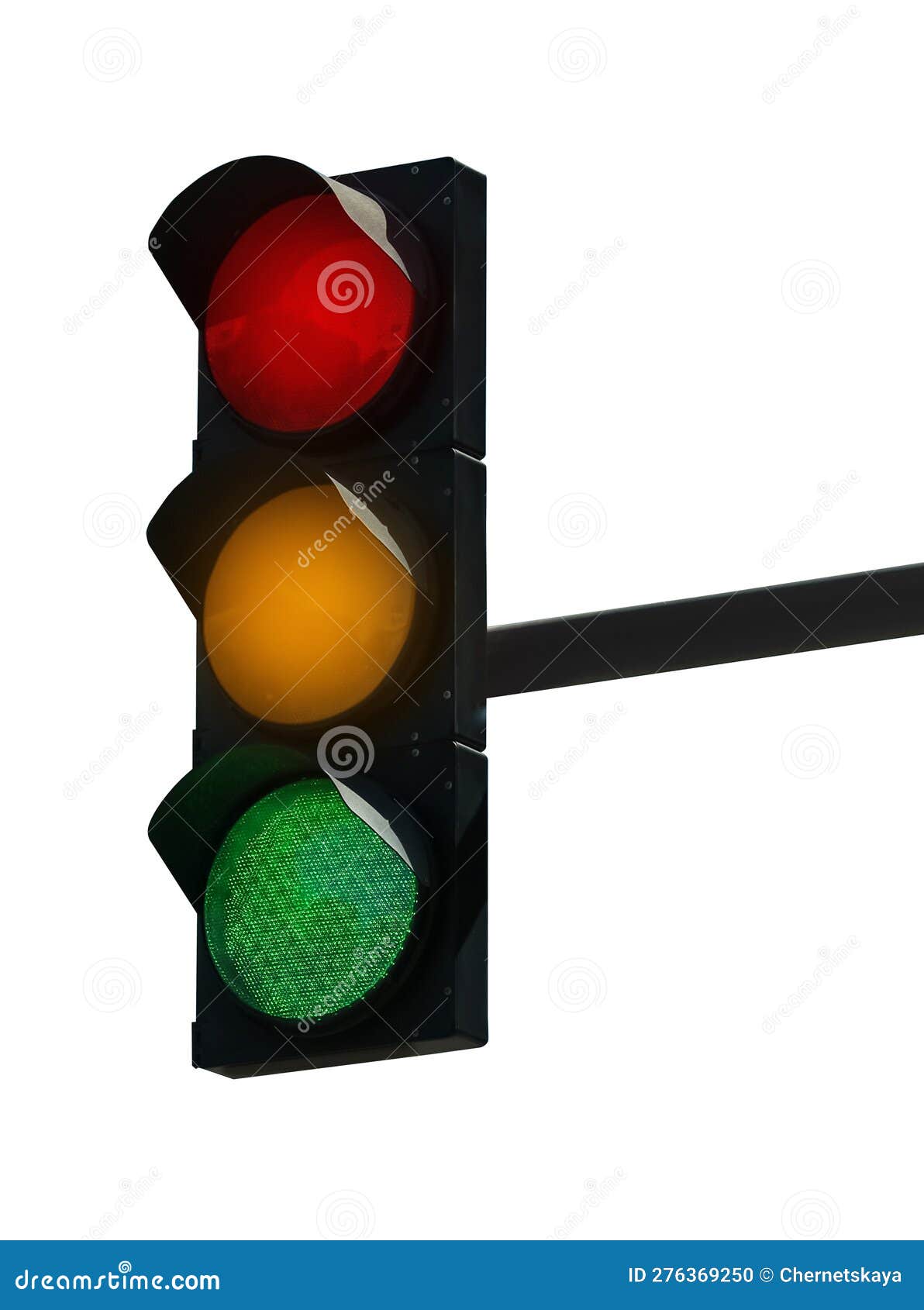 Traffic Signal with Three Lights Isolated on White Stock Photo - Image ...