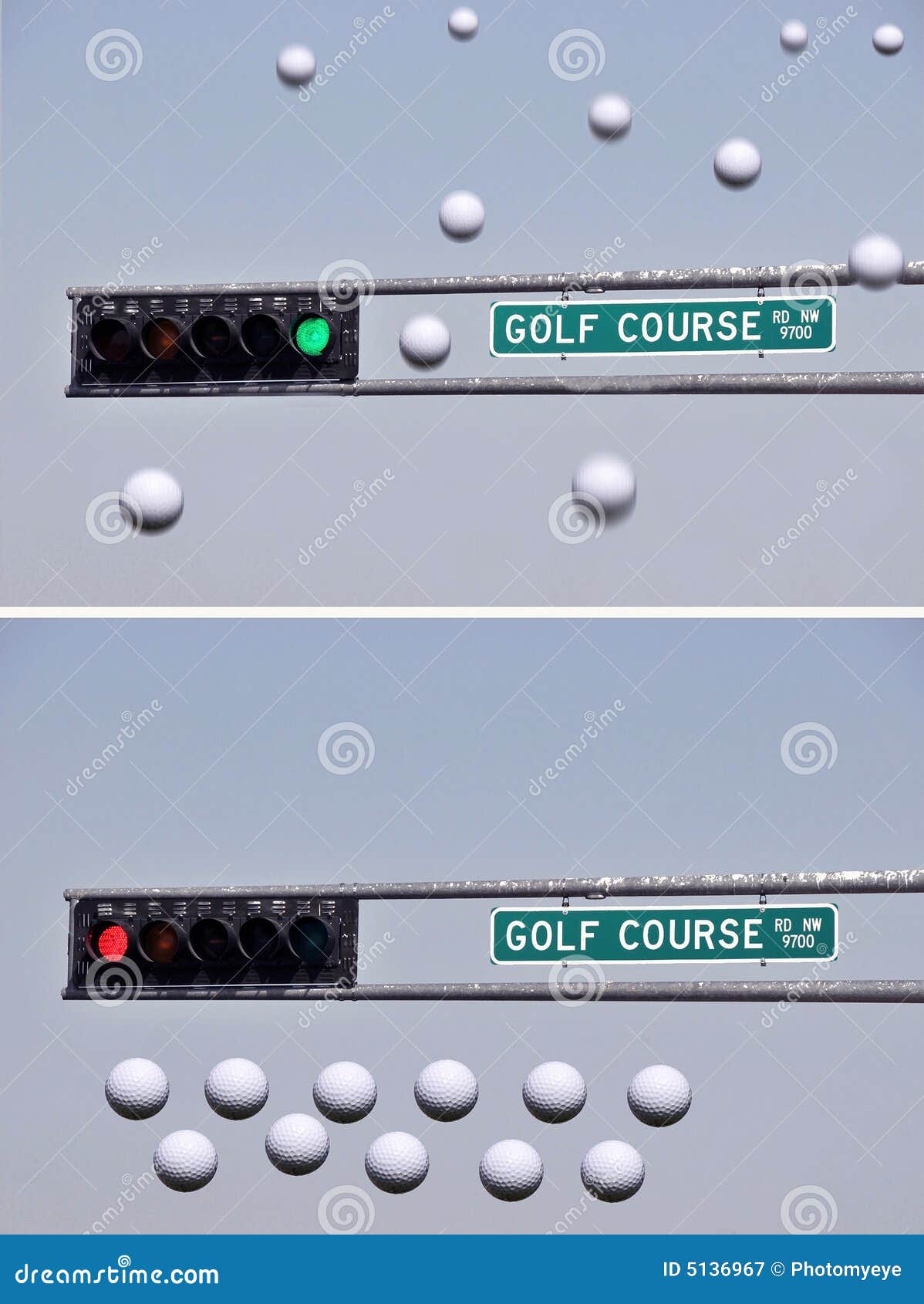 Traffic Signals and Golf Balls Stock Image - Image of traffic, roadway ...