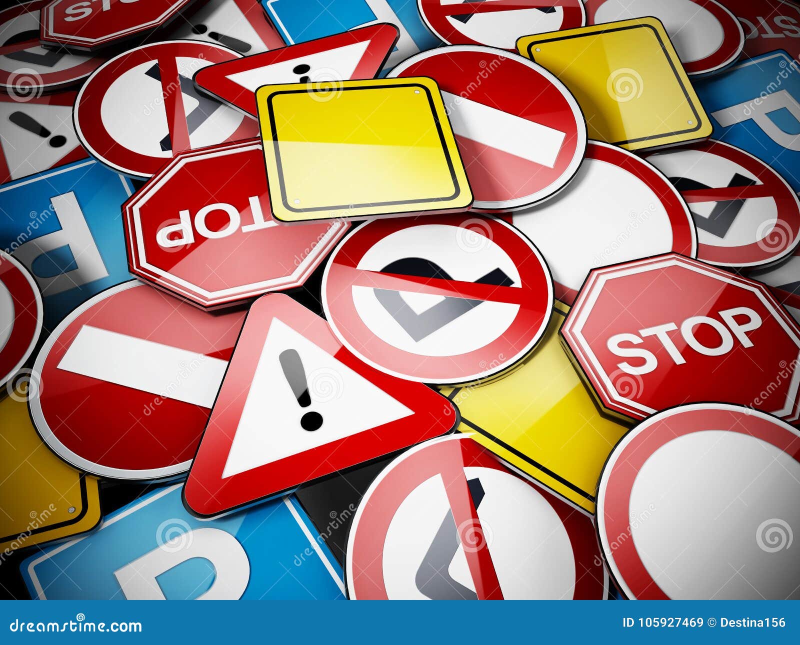 Traffic Signs Background. 3D Illustration Stock Illustration ...