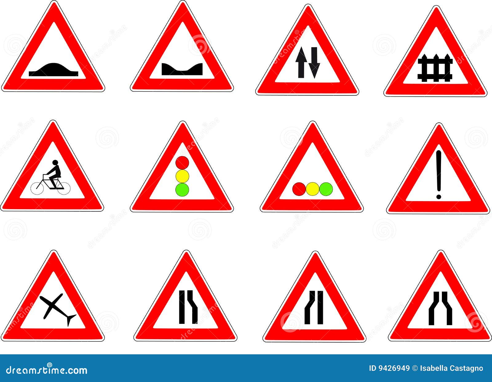 Traffic Signs Collection of Danger Stock Illustration - Illustration of ...