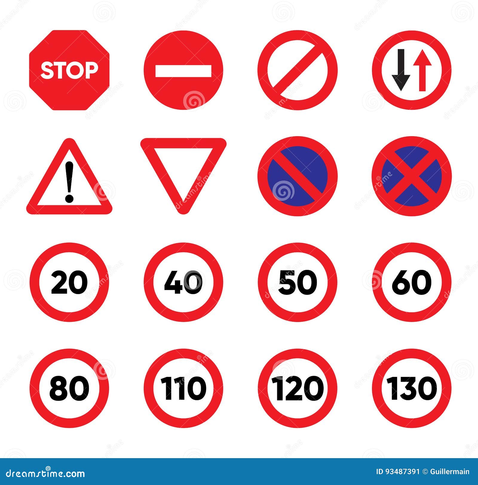 Traffic Signs icon set stock vector. Illustration of pedestrian - 93487391