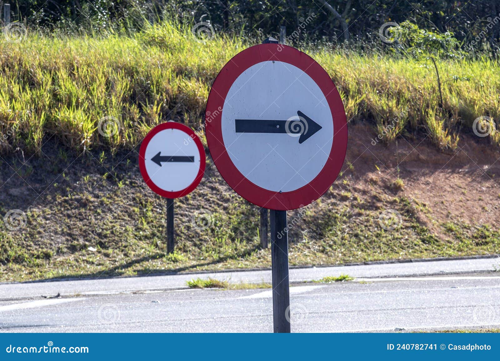 Traffic Signs of Mandatory Direction Stock Image - Image of order ...