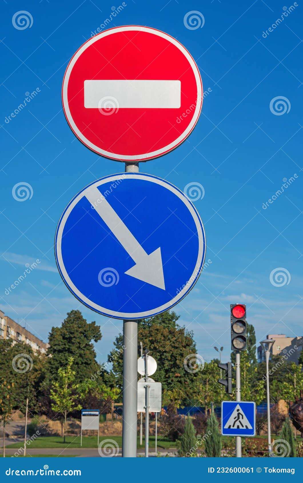 Traffic Signs `no Entry` And `pass On This Side` Stock Image Image Of Outdoors Control