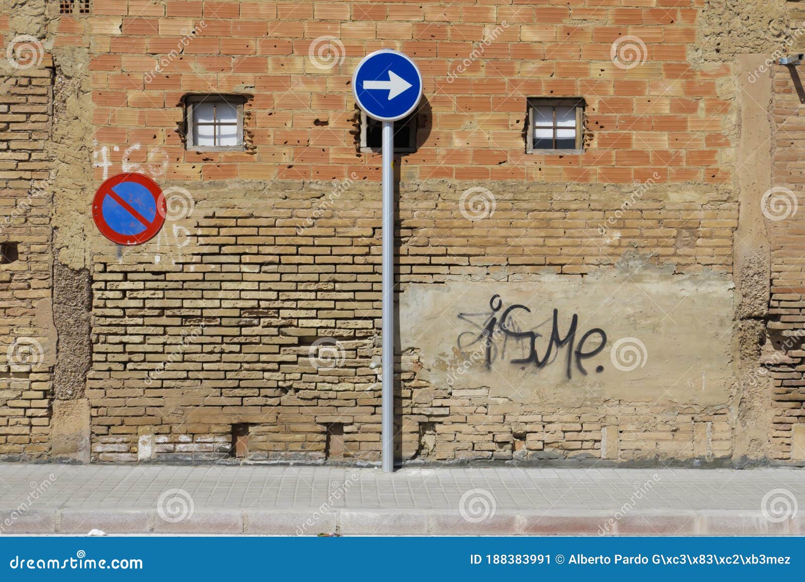 Traffic Signs on an Old House Wall Stock Image - Image of design ...