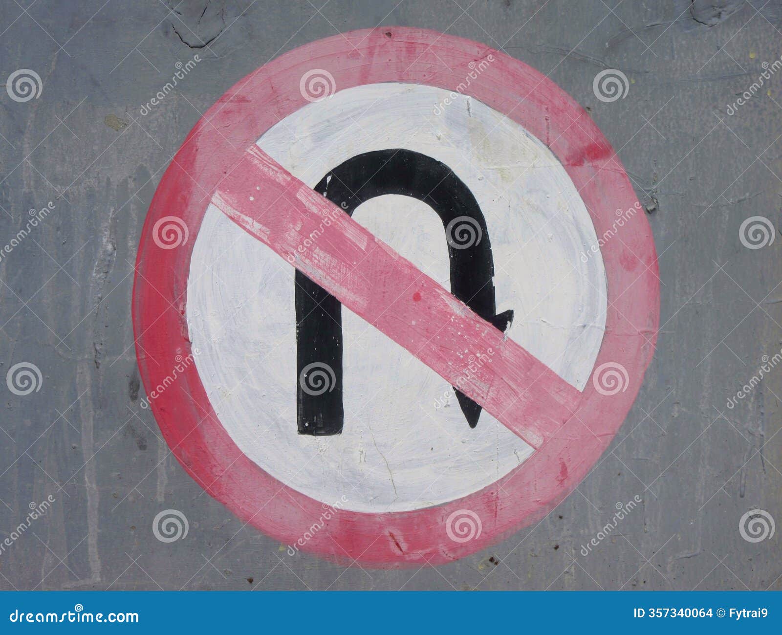 Traffic Signs Prohibiting Turning are Painted on the Wall. Stock Photo ...