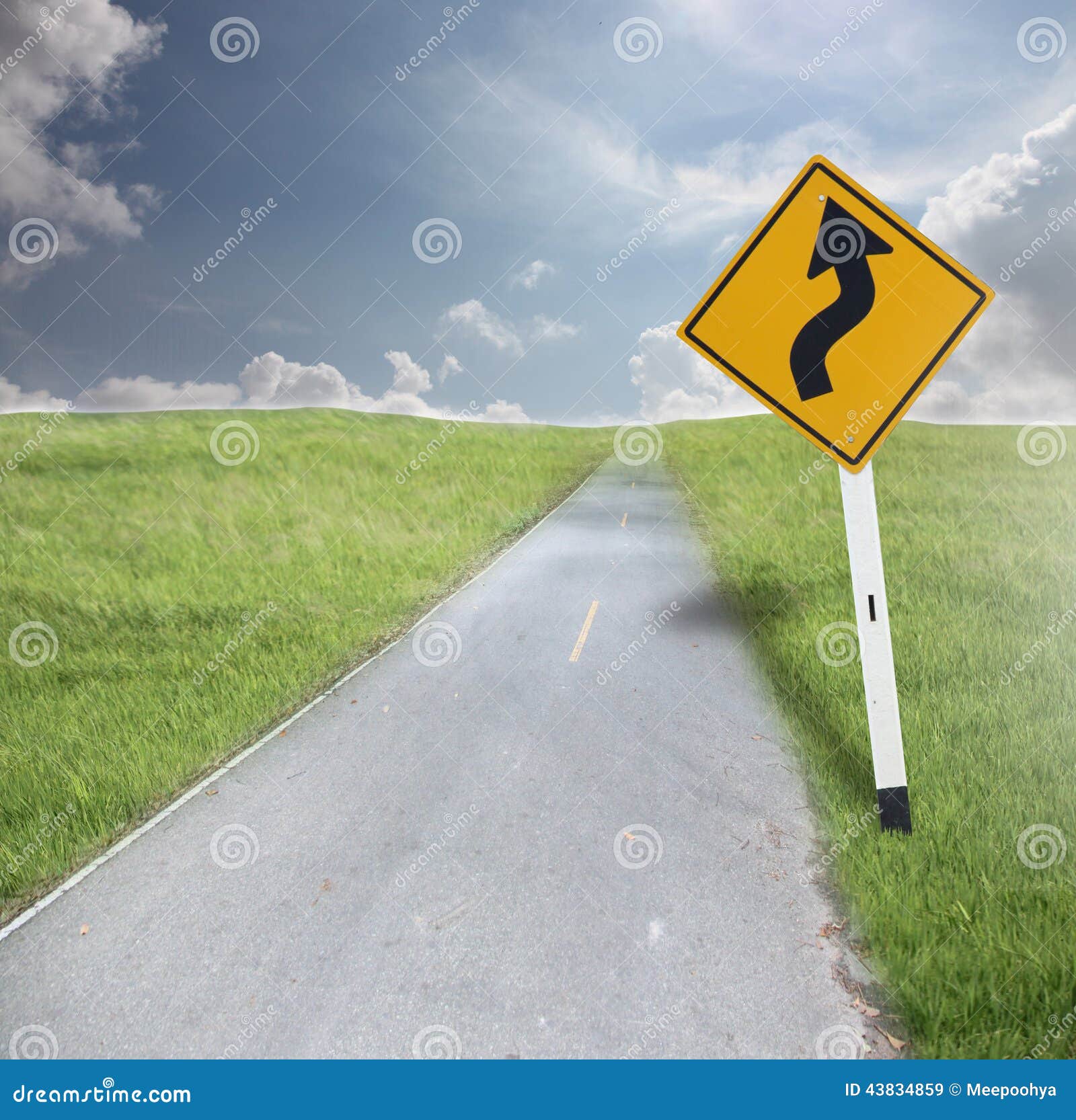 Traffic signs and road. stock image. Image of meadow - 43834859