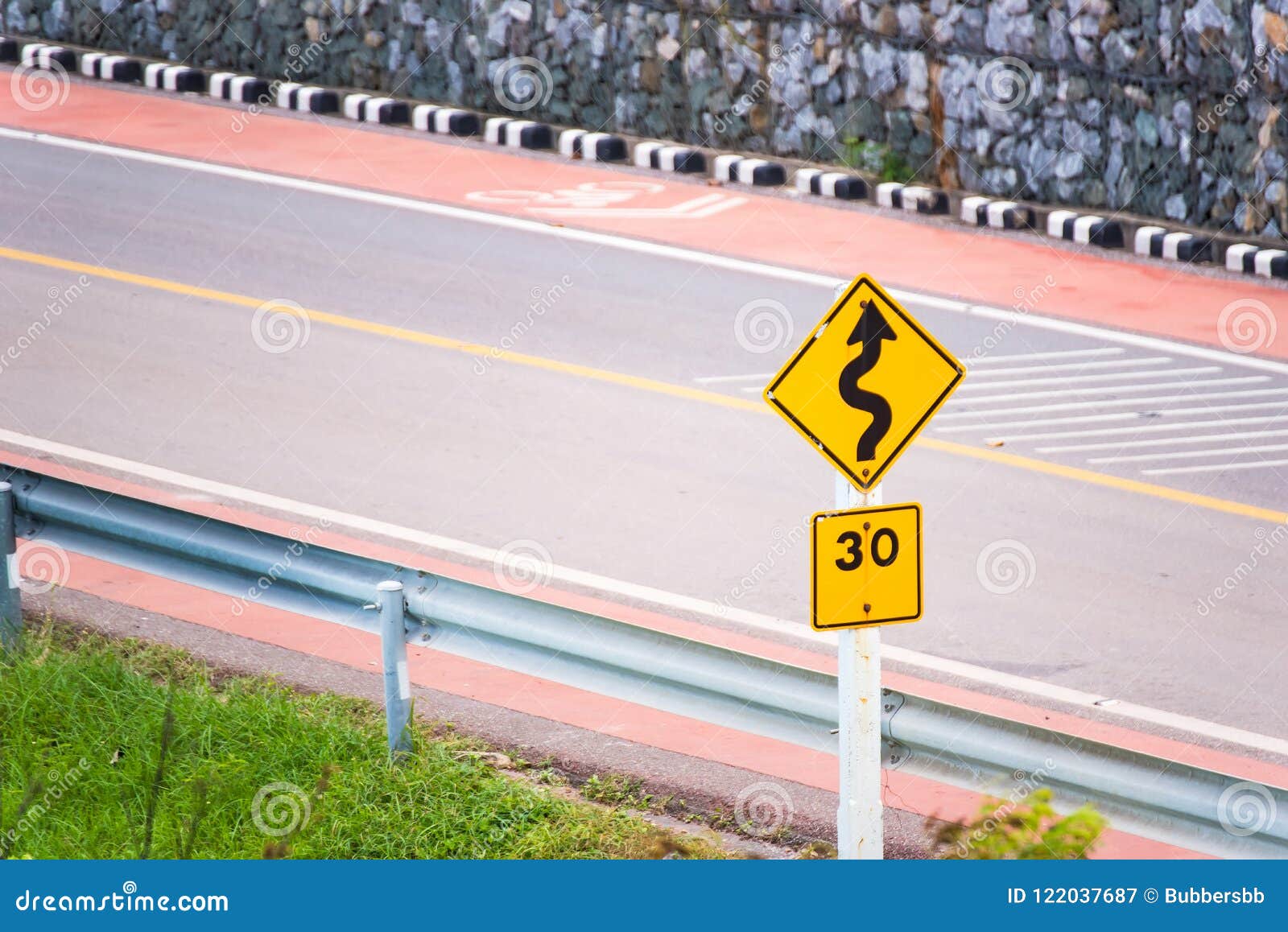Traffic Signs on a Seaside Road.Thailand. Stock Image - Image of travel ...