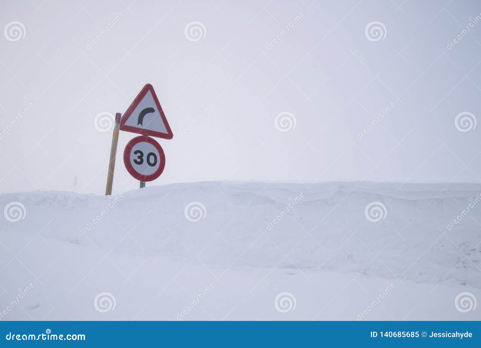 TRaffic signs in the snow stock image. Image of landscape - 140685685