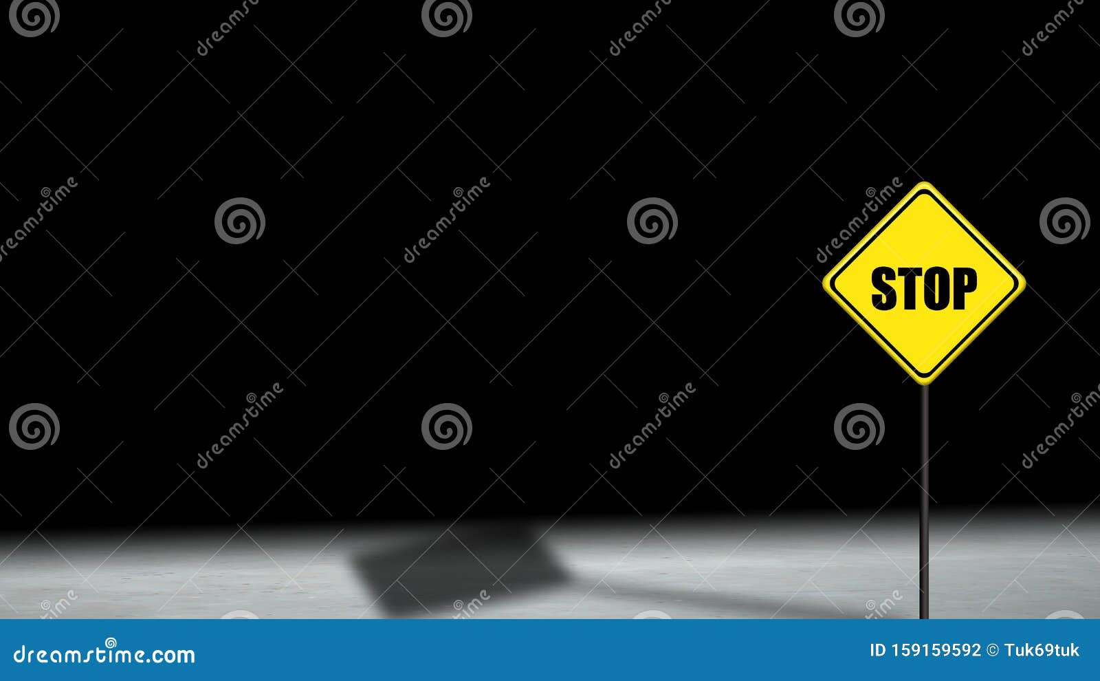 Traffic Signs Stop on Dark Room. 3d Illustration Stock Illustration ...