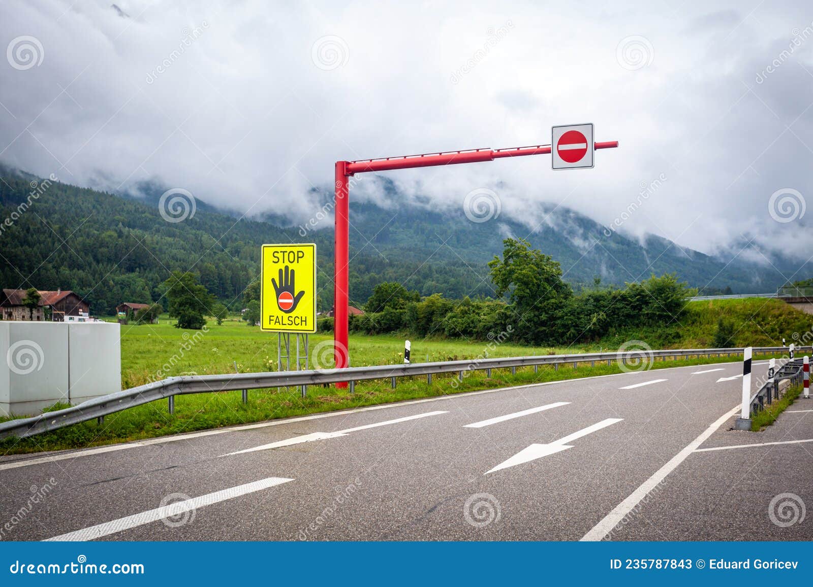 Traffic Signs Stop on the Highway Prohibiting Driving in the Opposite ...
