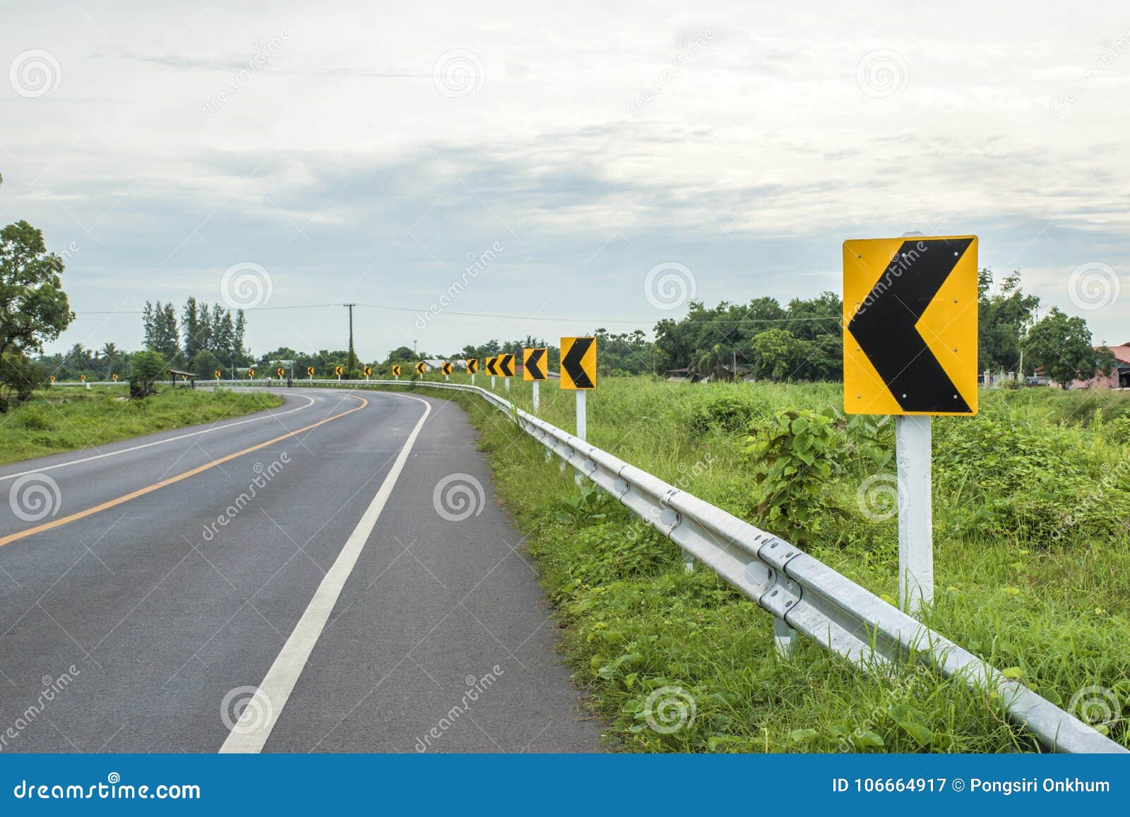 Traffic Signs Warn that the Curve Stock Image - Image of signs, rural ...