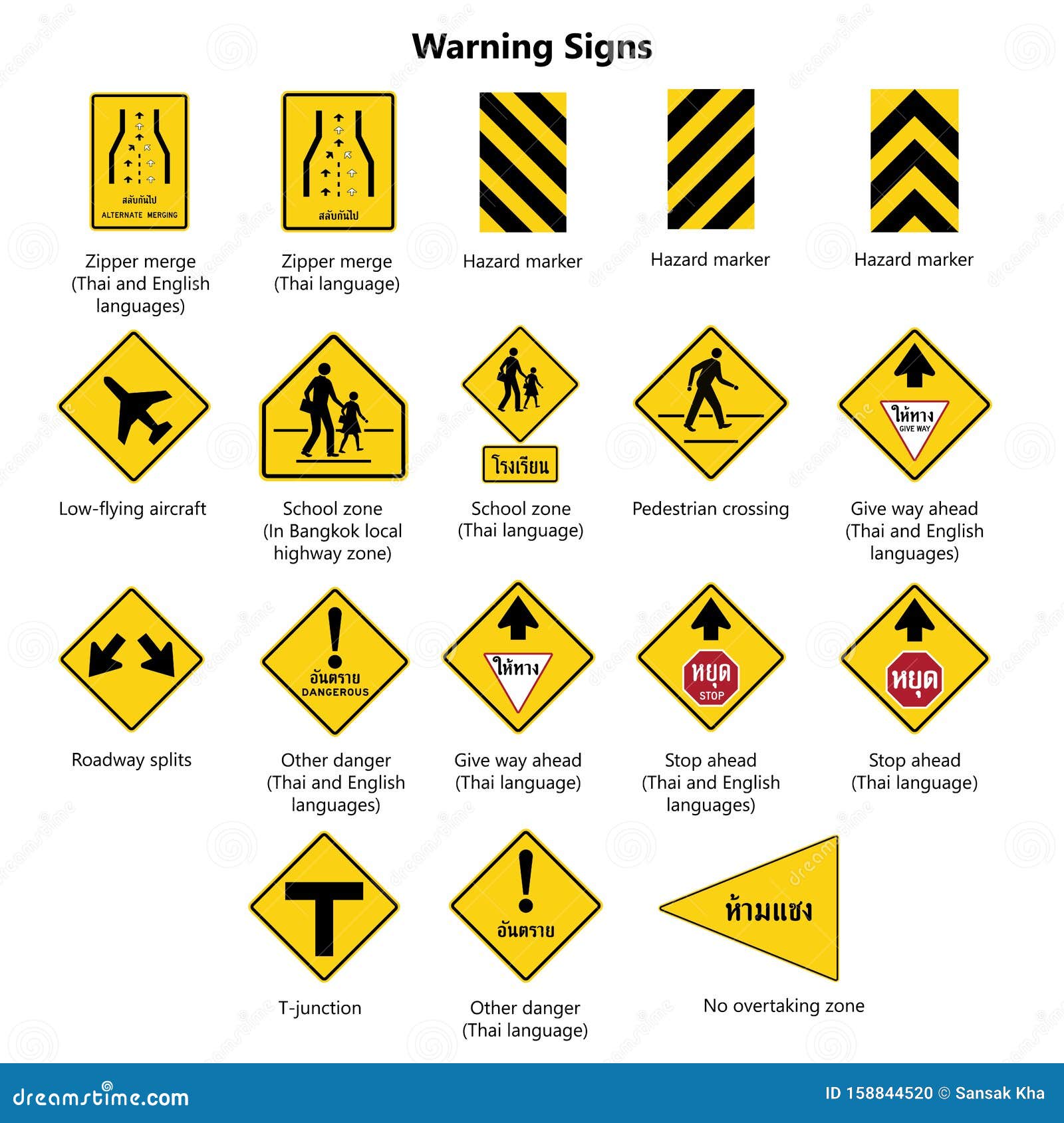 Traffic Signs,Warning Signs Set Stock Illustration - Illustration of ...