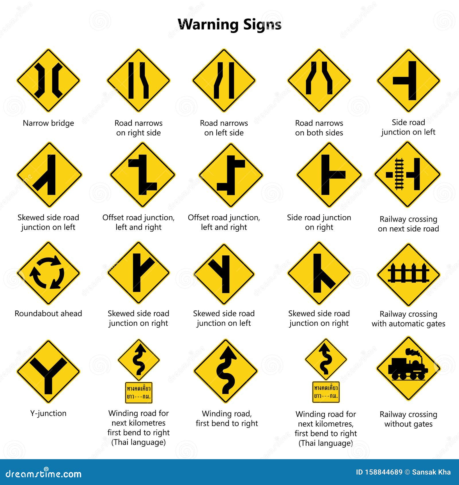 Traffic Signs,Warning Signs Set Stock Illustration - Illustration of ...