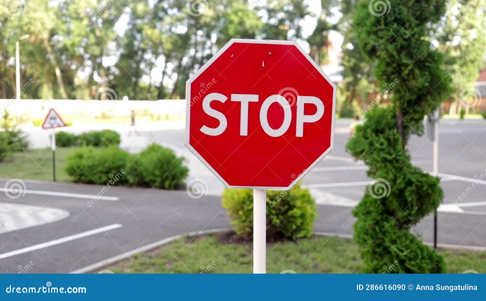 Traffic Stop Sign in the School Yard Close-up Stock Footage - Video of ...