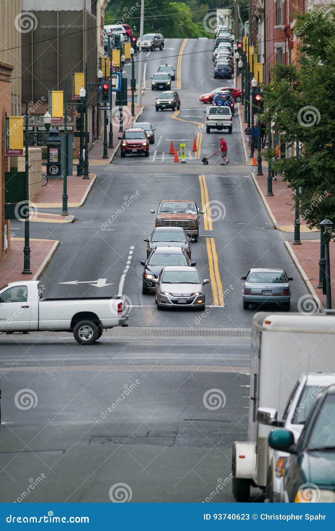 Traffic on street editorial stock photo. Image of intersection - 93740623