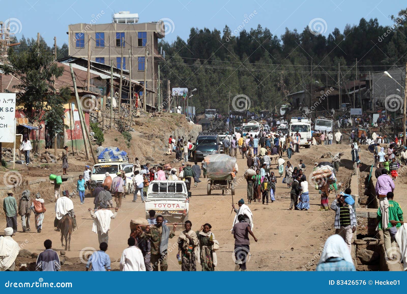 The Traffic in the Streets of Debark in Ethiopia Editorial Photo ...