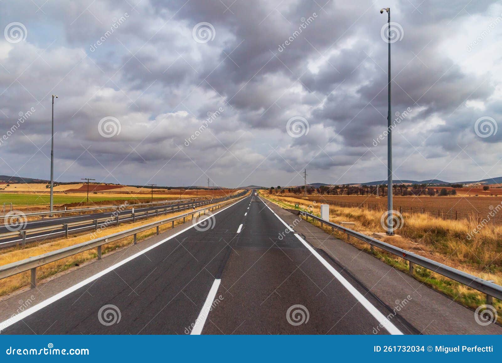 Traffic Surveillance Cameras on an Empty Highway on a Cloudy Day Stock ...