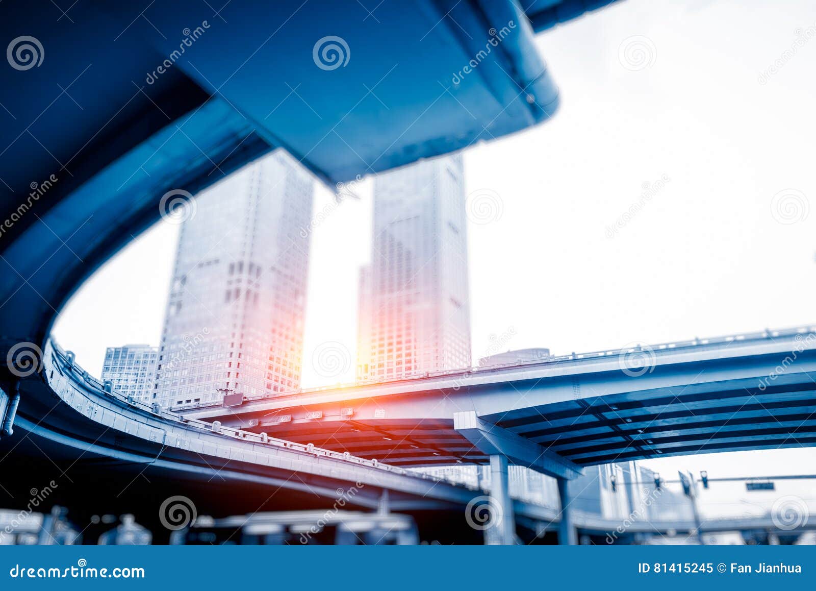 Traffic Under the Overpass in China Stock Image - Image of blur, blue ...