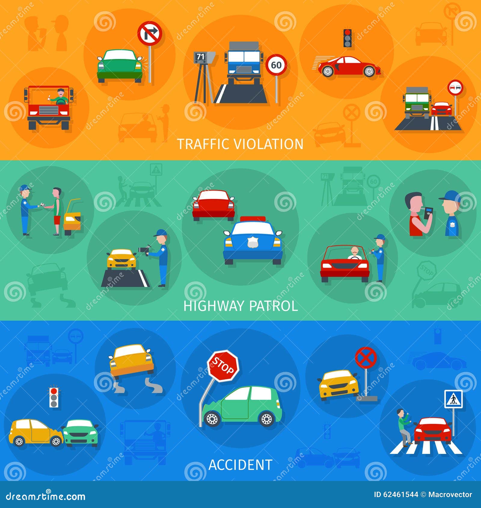 Traffic Violation Banner Set Vector Illustration | CartoonDealer.com ...