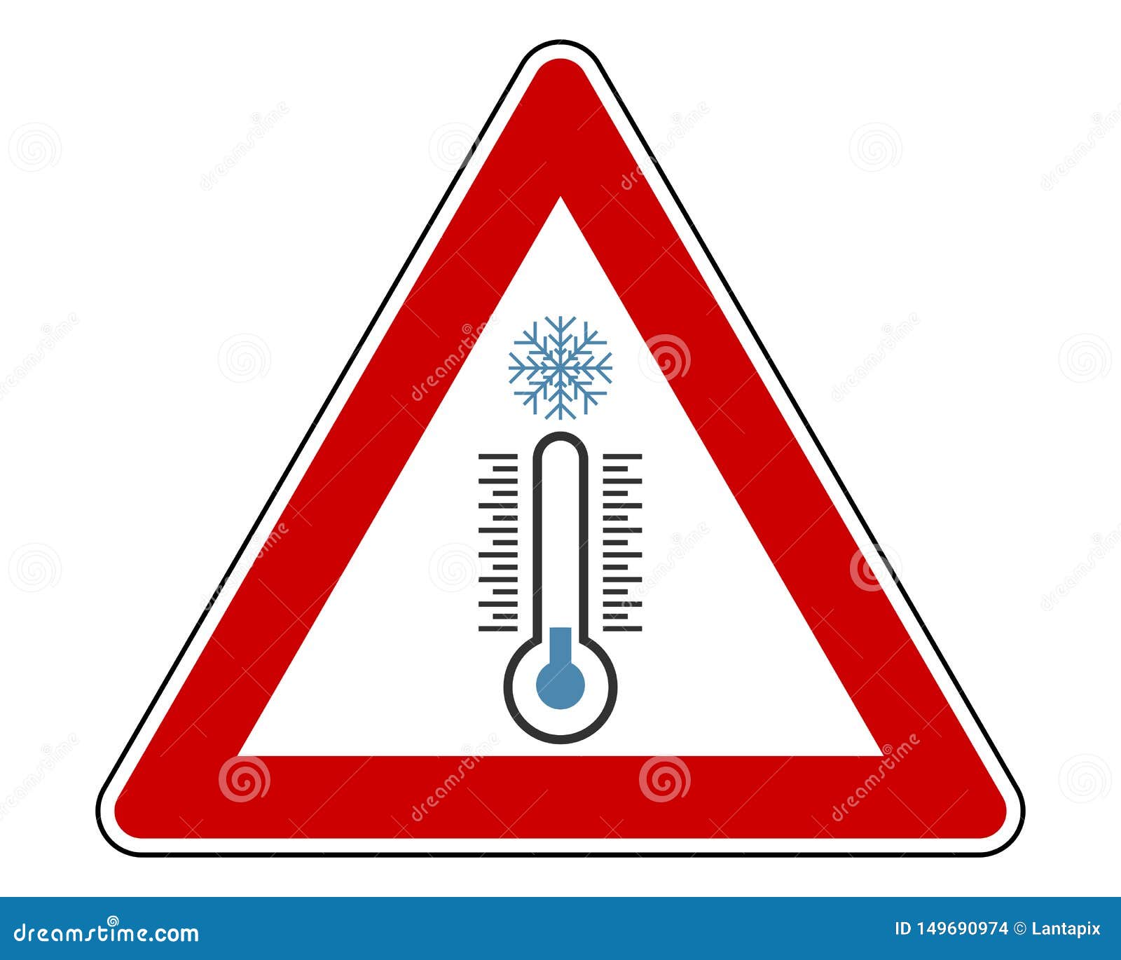 Traffic Warning Sign Cold on White Stock Vector - Illustration of ...