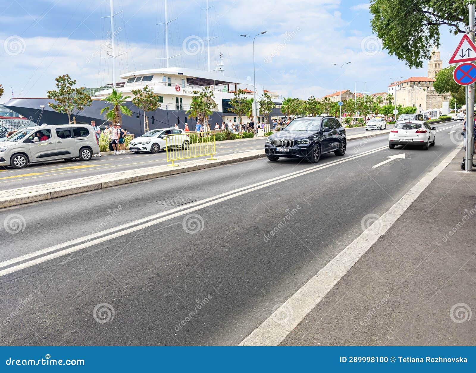 Traffic on the Waterfront of the City of Split, Croatia. Editorial ...
