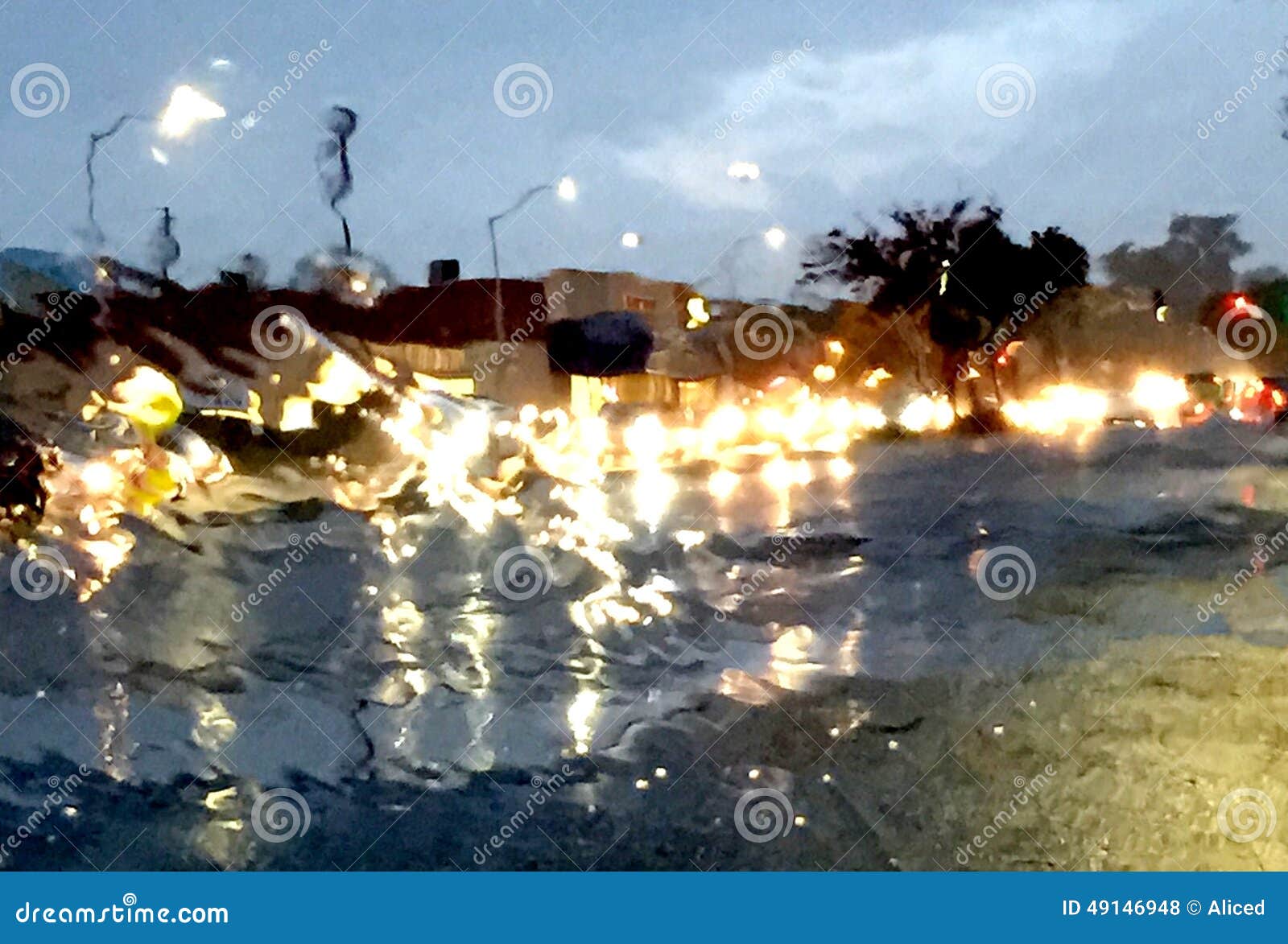 Traffic through Wet Windshield Stock Photo - Image of distortion, rain ...