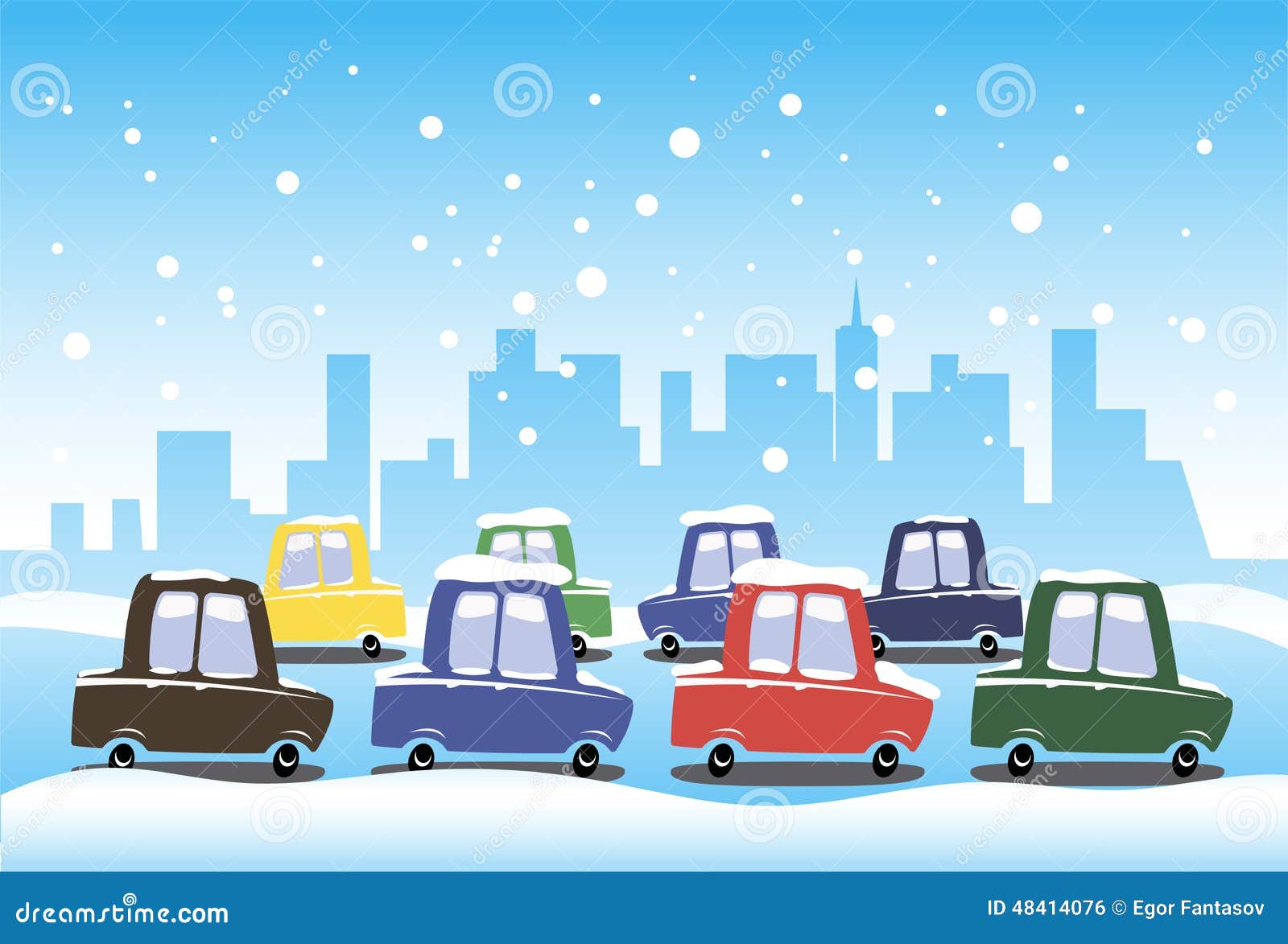Winter Traffic Jam Find The Differences Picture Puzzle Cartoon Vector ...